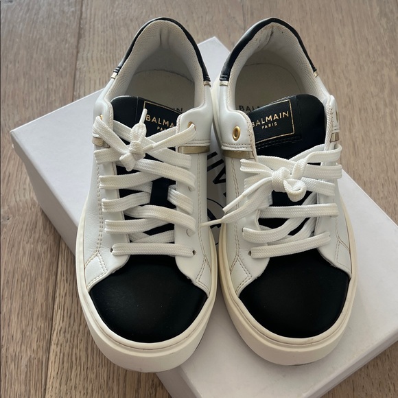 Balmain | Shoes | Balmain White And Black Sneakers | Poshmark
